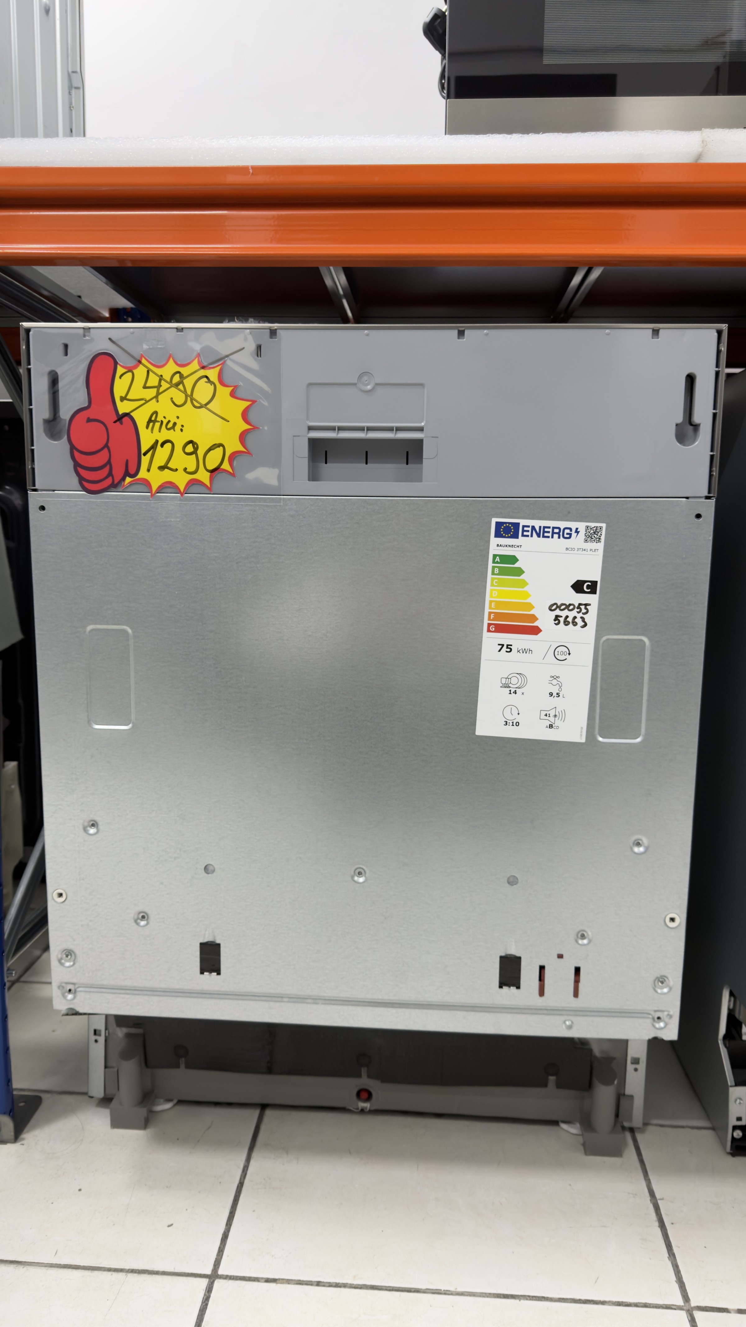 Bauknecht 14 seturi, BCIO 3T341 PLET – Mașină de spălat vase, Clasa C ...