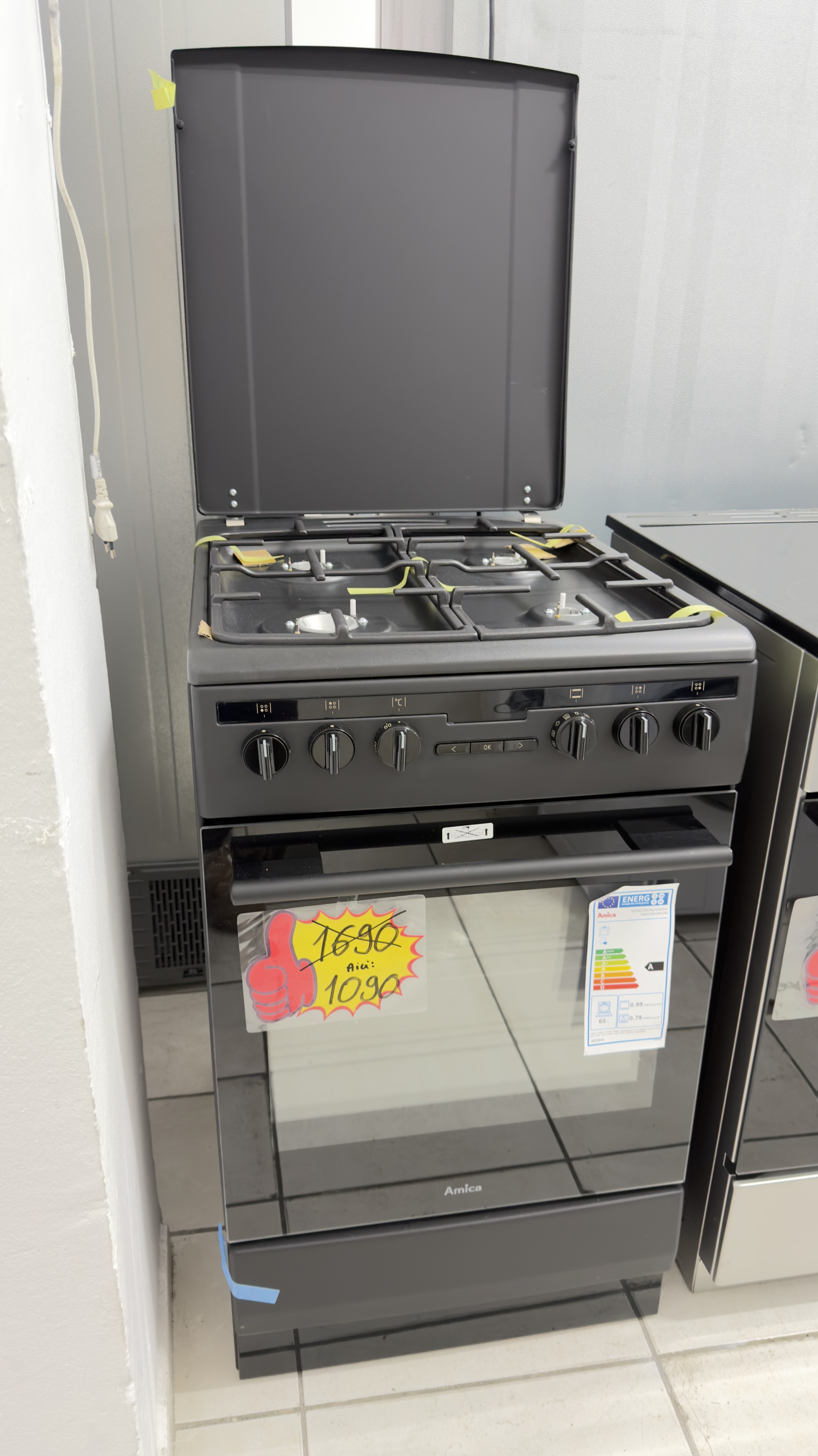 Amica SHEG 904 000 SM – aragaz mixt gaz/electric, 4 arzătoare, cuptor ...